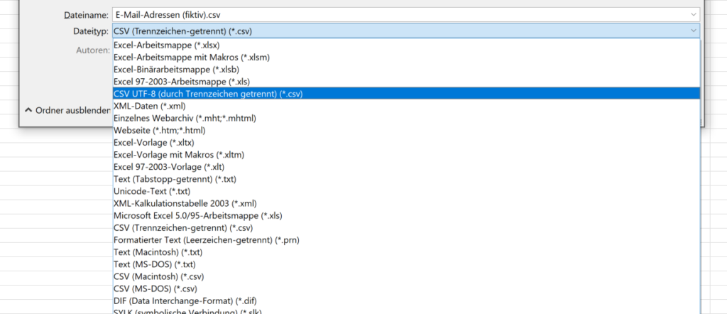 CSV-Dateien erstellen mit Microsoft Excel - METOKI